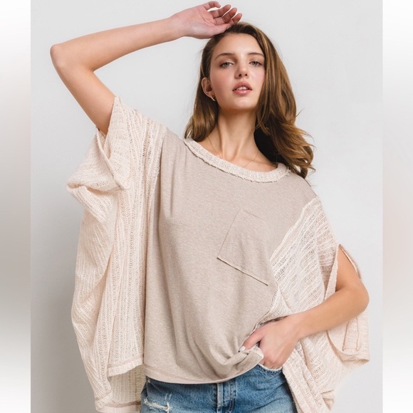 ShopEvelynne | Tops | 2 Boho Solid Knit Boat Neck Front Pocket Poncho ...